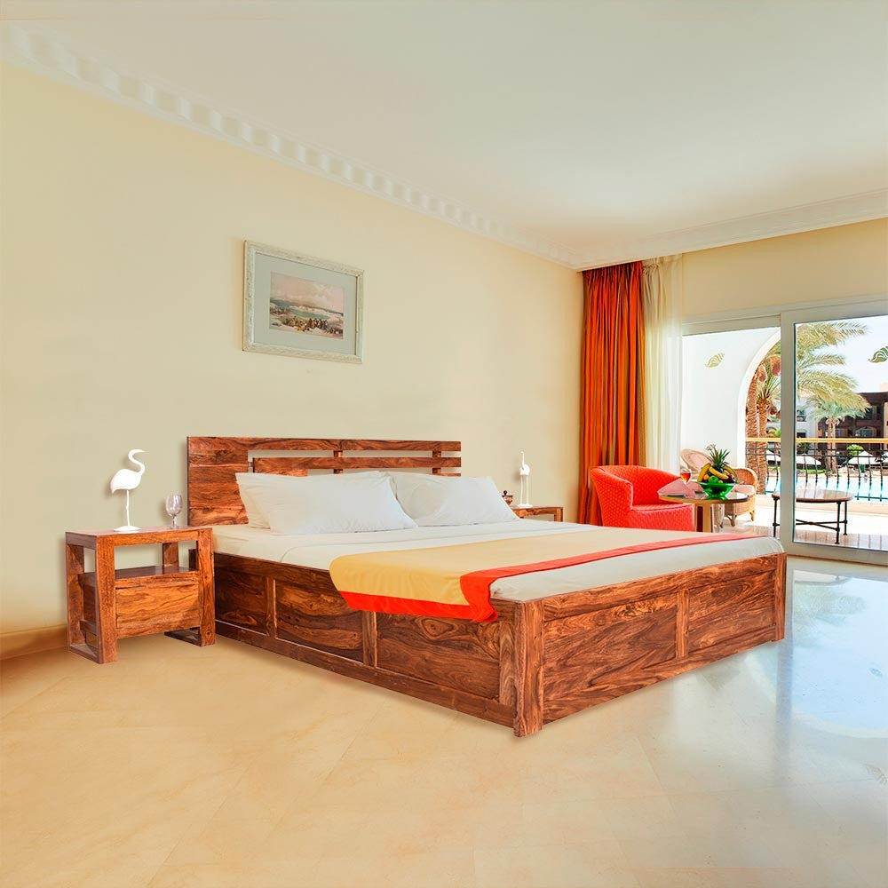 Buy Solid Sheesham Felton Wood Bed With Storage Made with solid ...